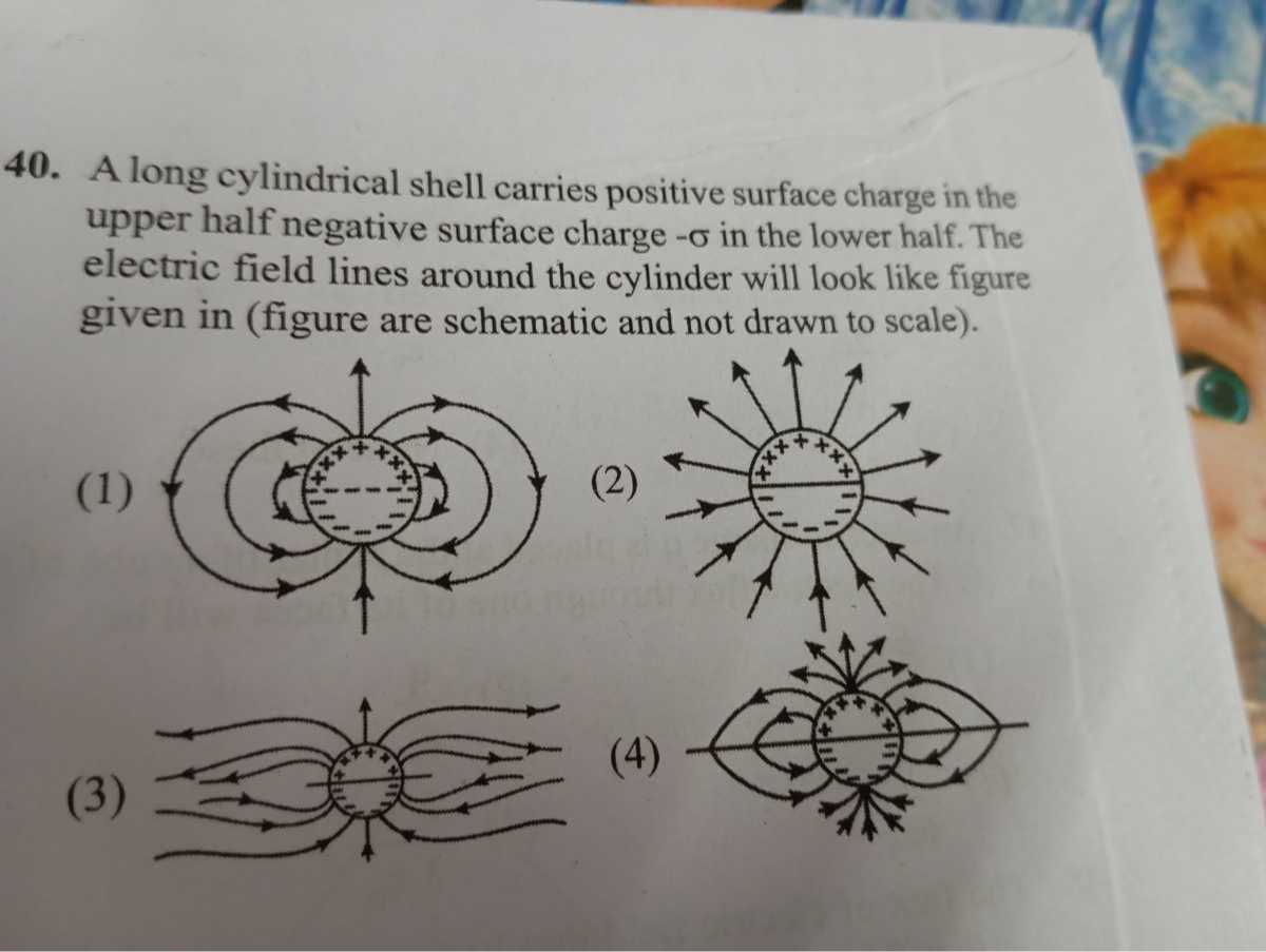 40. A long cylindrical shell carries positive surface charge in the ...