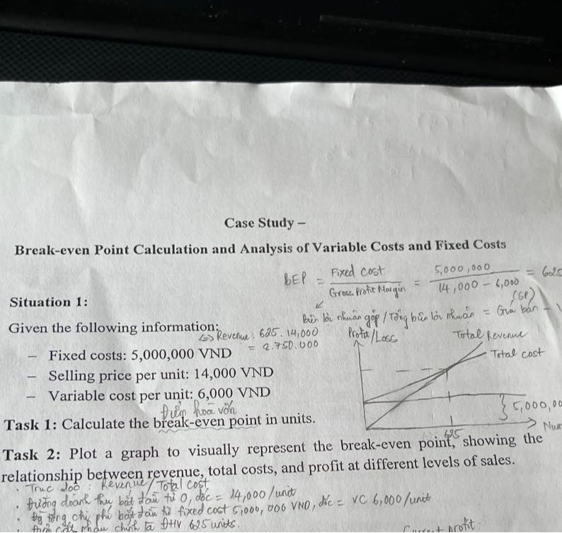 Case Study - Break-even Point Calculation and Analysis of Variable ...