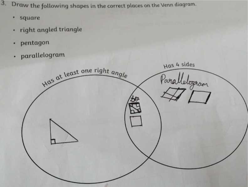 3. Draw the following shapes in the correct places on the Venn diagram ...