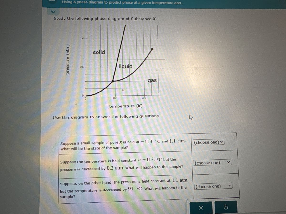 Using a phase diagram to predict phase at a given temperature and ...