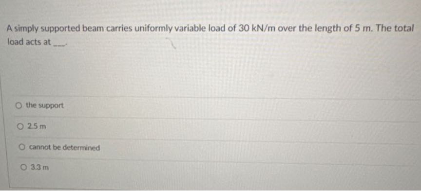 A simply supported beam carries uniformly variable load of 30 kN / m ...