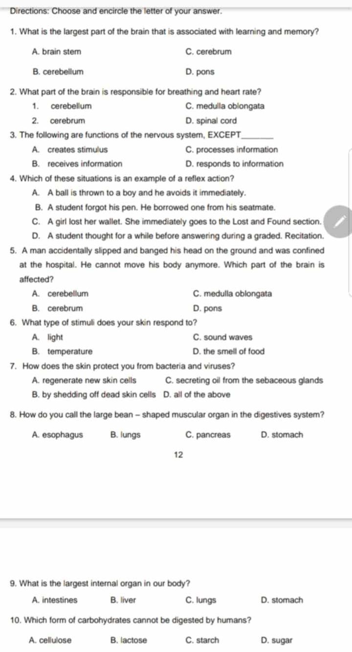 Directions: Choose and encircle the letter of your answer. 1. What is ...