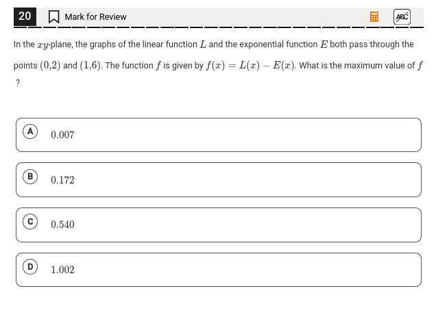 20 Mark for Review In the x y-plane, the graphs of the linear function ...