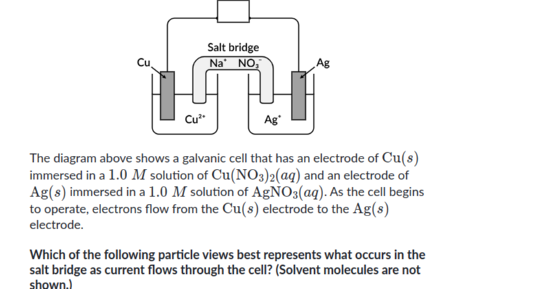 The diagram above shows a galvanic cell that has an electrode of Cu(s ...