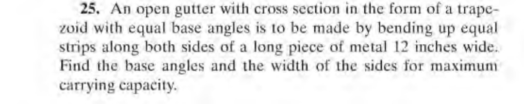25. An open gutter with cross section in the form of a trapezoid with ...