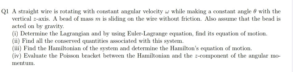 q1 a straight wire is rotating with constant angular velocity omega ...