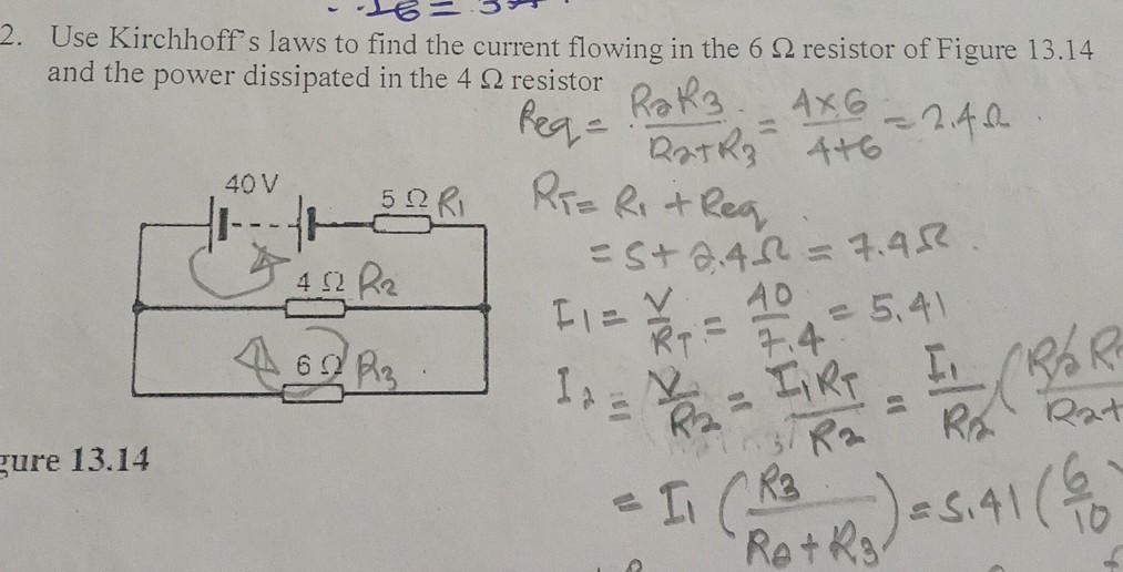2 use kirchhoffs laws to find the current flowing in the 6 omega ...