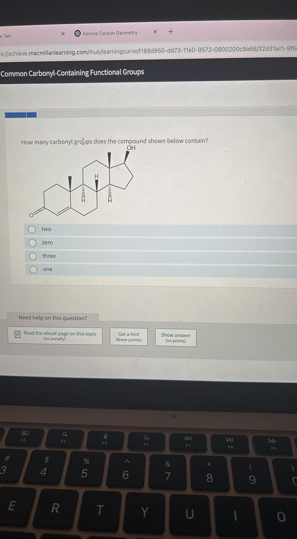 Ketone Carbon Geometry N Tab s://achieve.macmillanlearning.com/ihub/learningcurve/f188d950-dd73 ...