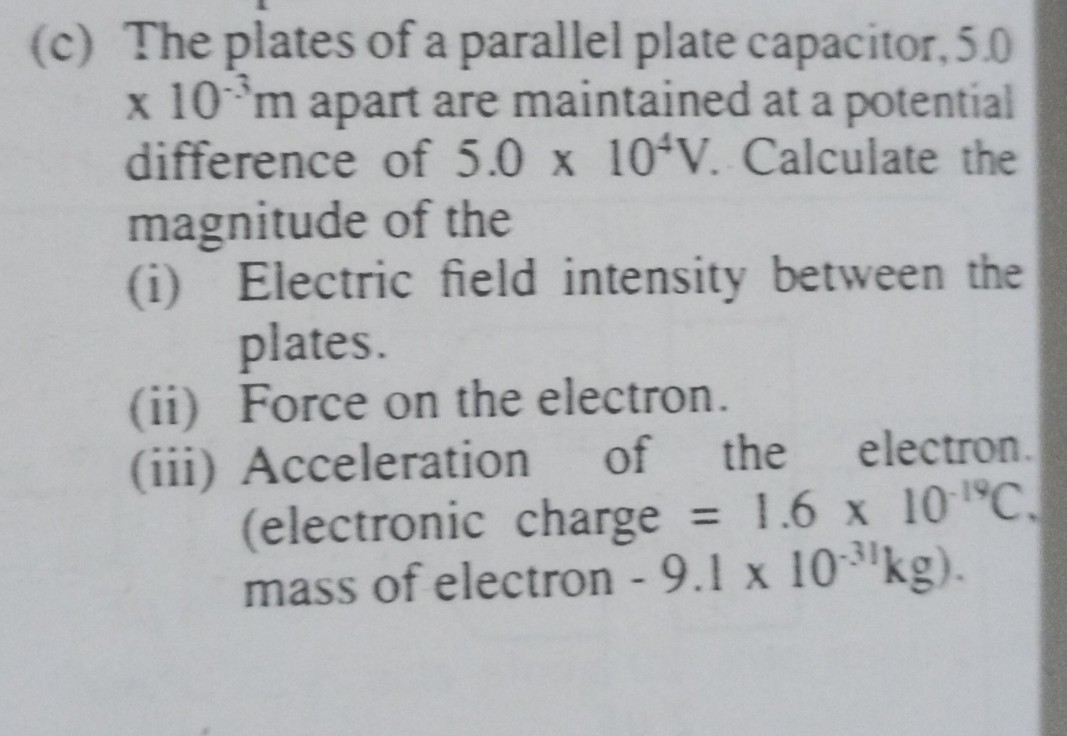 c the plates of a parallel plate capacitor 50 mathrmx 10 3 mathrmm ...