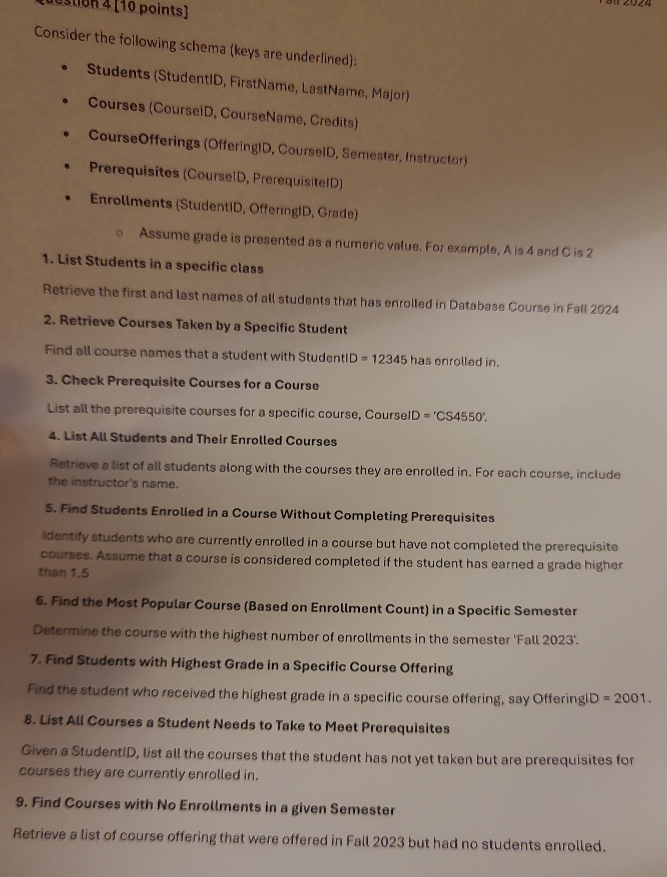 [GET ANSWER] Consider the following schema (keys are underlined ...