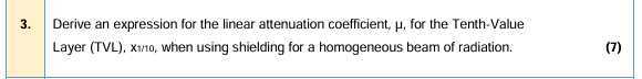 3. Derive an expression for the linear attenuation coefficient, μ, for ...