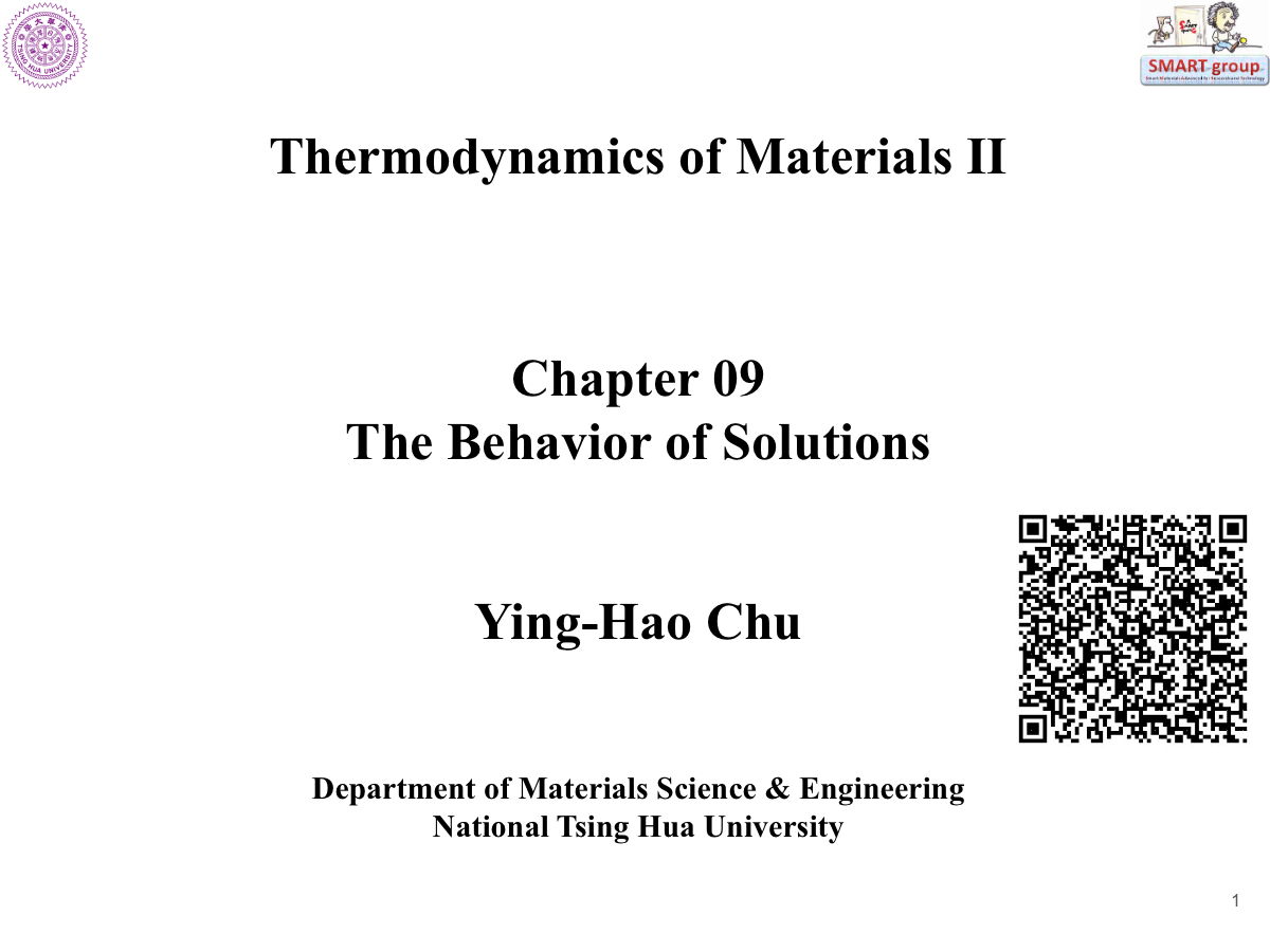 SOLVED: Thermodynamics of Materials II Chapter 09 The Behavior of ...