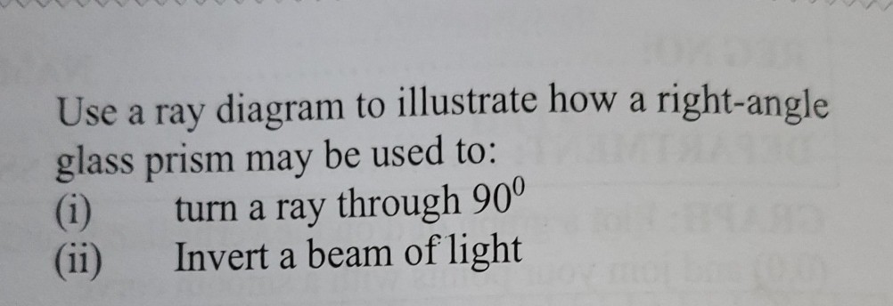 Use a ray diagram to illustrate how a right-angle glass prism may be ...