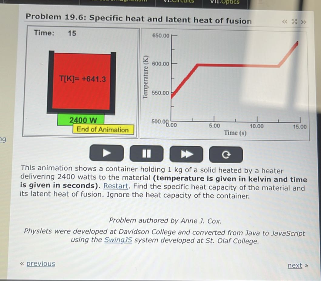 problem 196 specific heat and latent heat of fusion ii this animation ...