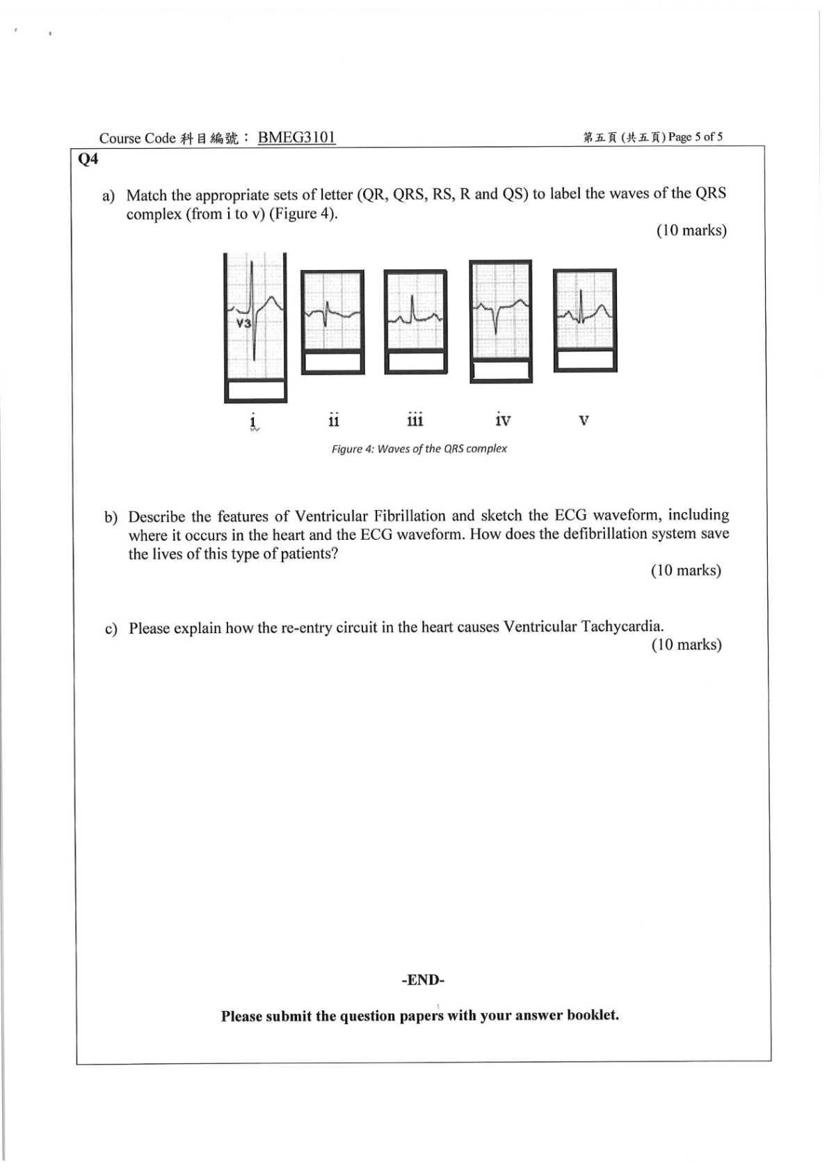 Course Code ????? BMEG3101 ????????Page 5 of 5 Q4 a) Match the ...