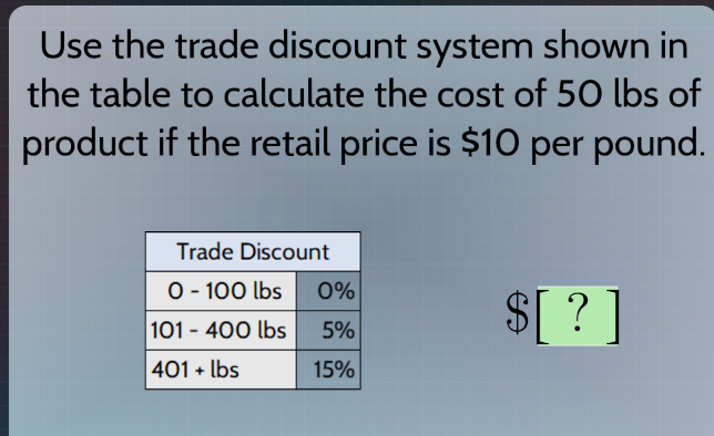 Use the trade discount system shown in the table to calculate the cost ...