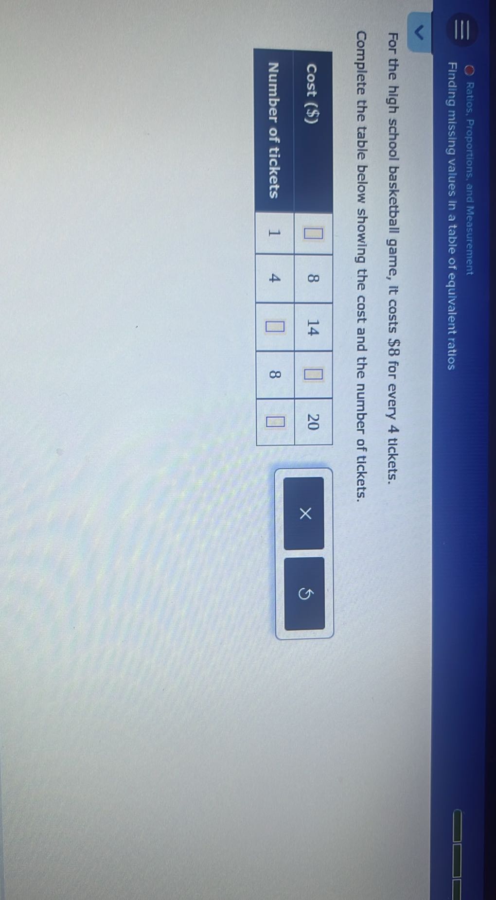 Ratios, Proportions, and Measurement Finding missing values in a table ...