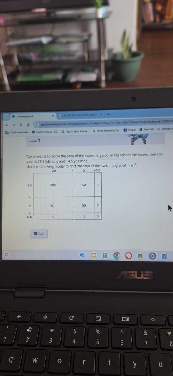 Eevel 7 Taylor wants to know the area of the swimming pool in his ...
