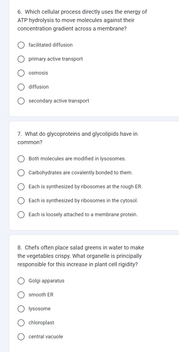 SOLVED: 6. Which cellular process directly uses the energy of ATP ...