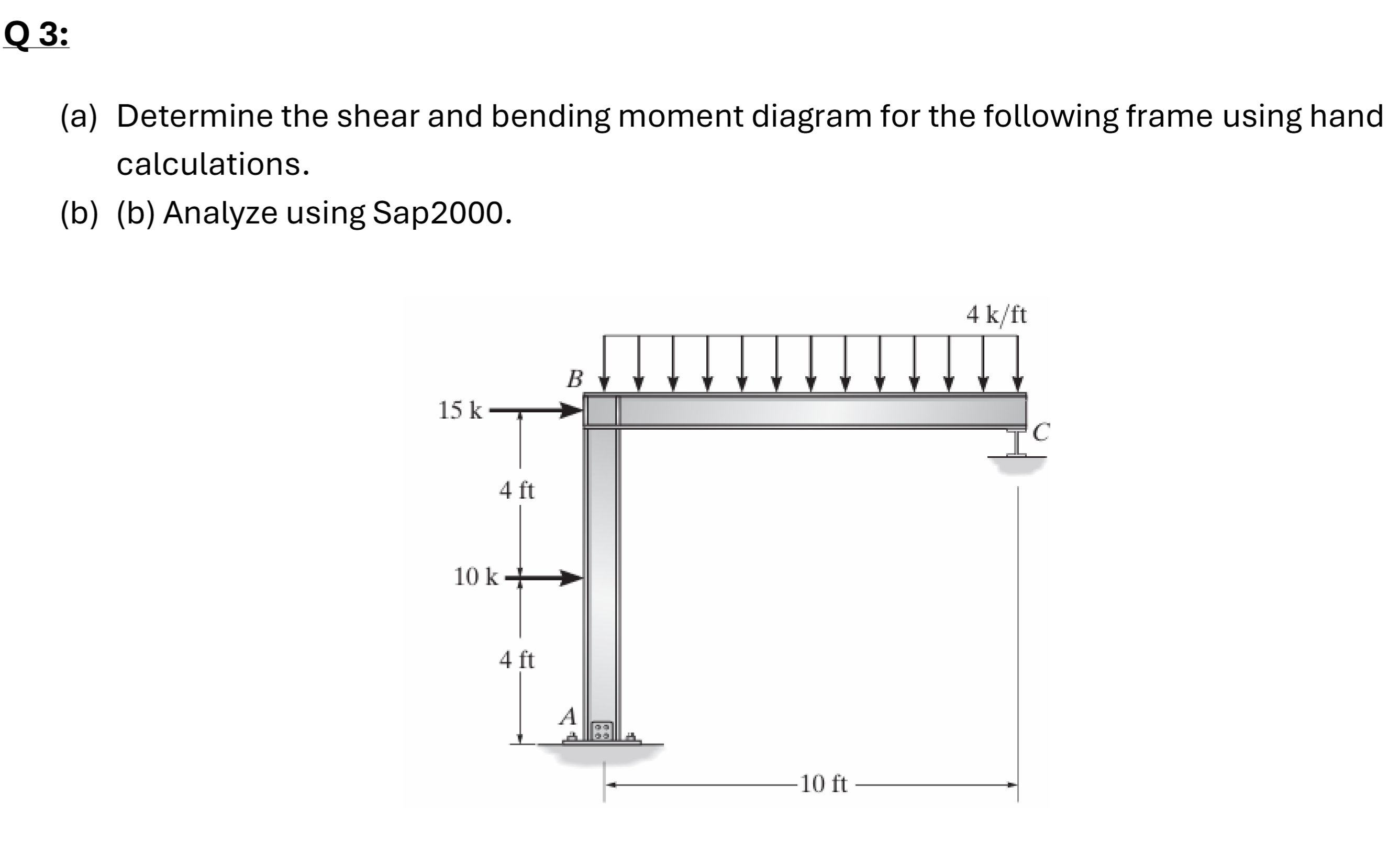 Q 3: (a) Determine the shear and bending moment diagram for the ...