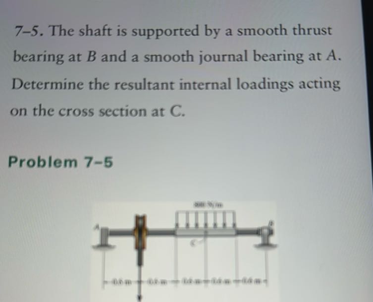[GET ANSWER] 7-5. The shaft is supported by a smooth thrust bearing at ...