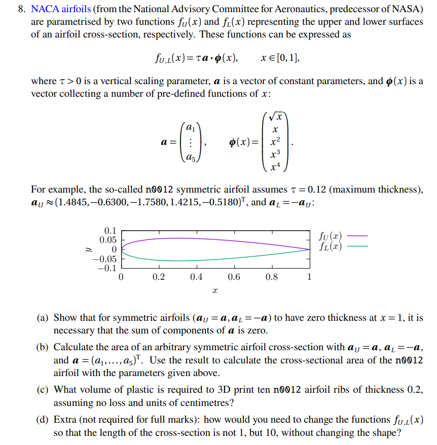 SOLVED: 8. NACA airfoils (from the National Advisory Committee for ...