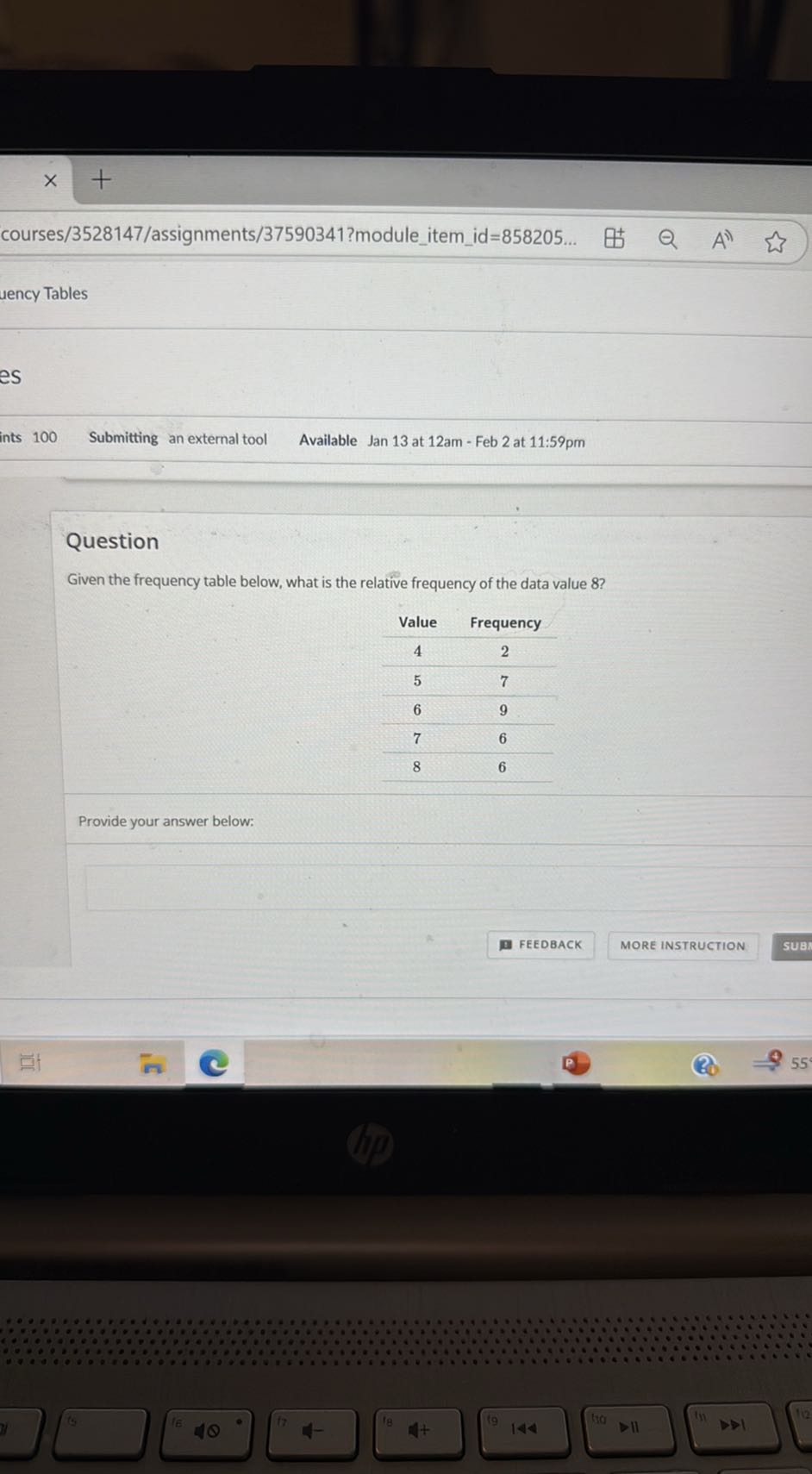 courses/3528147/assignments/37590341?moduleitemid=858205... Iency Tables 100 Submitting an ...