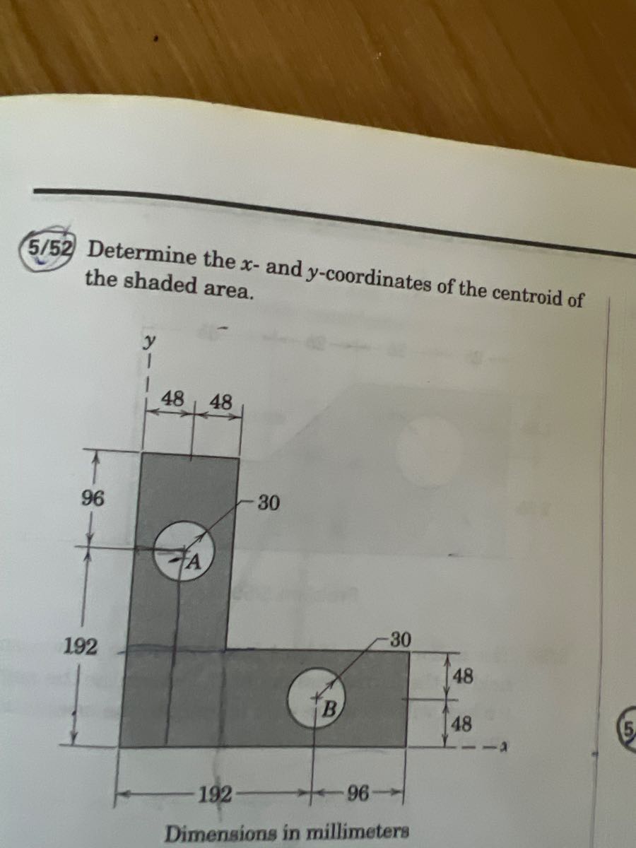 5/52 Determine the x - and y-coordinates of the centroid of the shaded ...