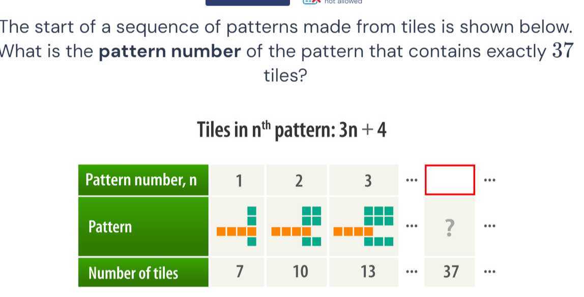 The start of a sequence of patterns made from tiles is shown below ...