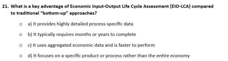 Get Answer 21 What Is A Key Advantage Of Economic Input Output Life 0322