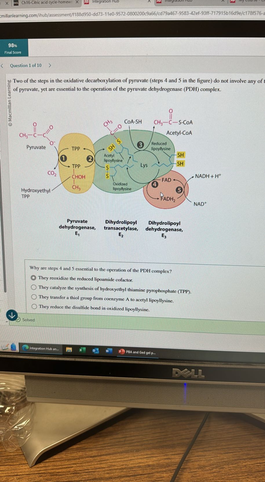 Ch16-Citric acid cycle-homewc Integration Huo =millanlearning.com/ihub ...