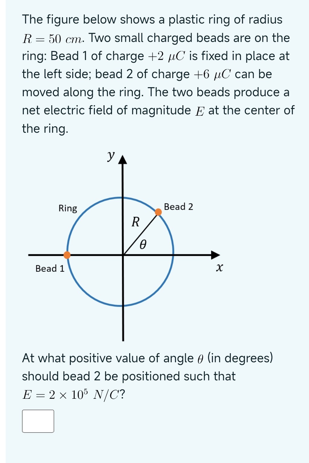 the figure below shows a plastic ring of radius r50 mathrmcm two small ...