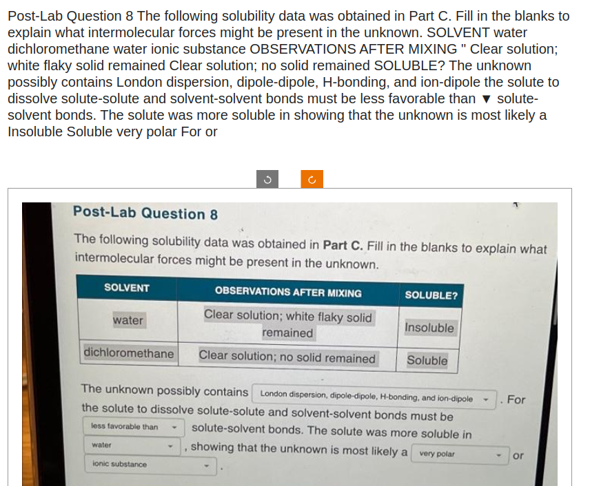post lab question 8 the following solubility data was obtained in part ...