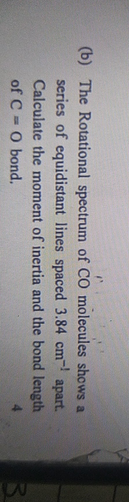 (b) The Rotational spectrum of CO molecules shows a series of ...