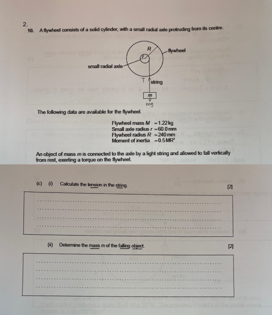 2 10 a flywheel consists of a solid cylinder with a small radial axle ...