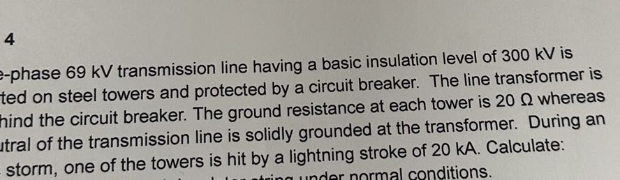 4 -phase 69 kV transmission line having a basic insulation level of 300 ...