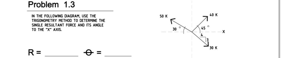 Problem 1.3 IN THE FOLLOWING DIAGRAM, USE THE TRIGONOMETRY METHOD TO ...