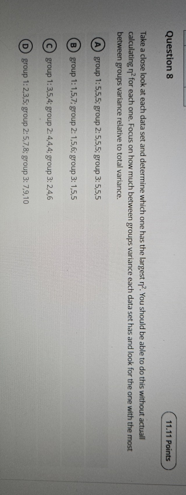 question 8 1111 points take a close look at each data set and determine ...