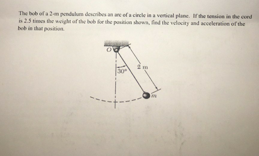 The bob of a 2-m pendulum describes an are of a circle in a vertical ...