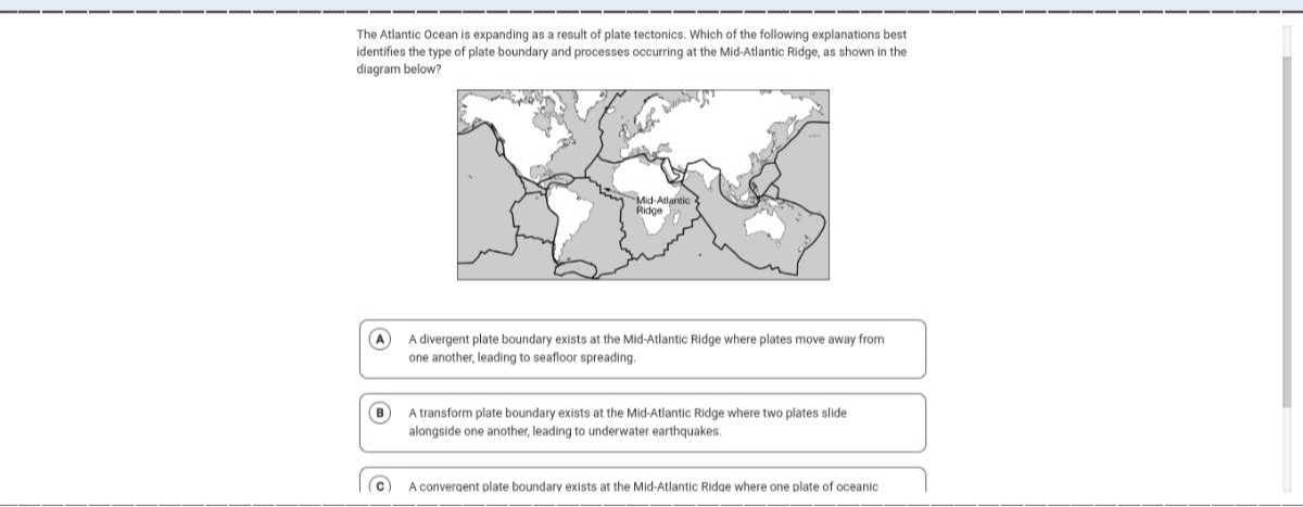 The Atlantic Ocean is expanding as a result of plate tectonics. Which ...