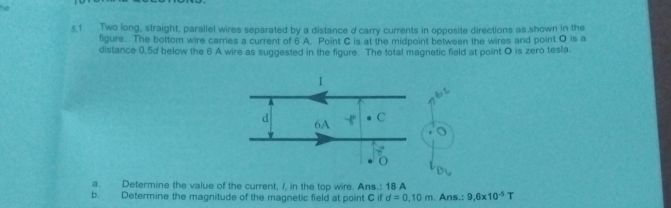 81 two long straight parallel wires separated by a distance d carry ...