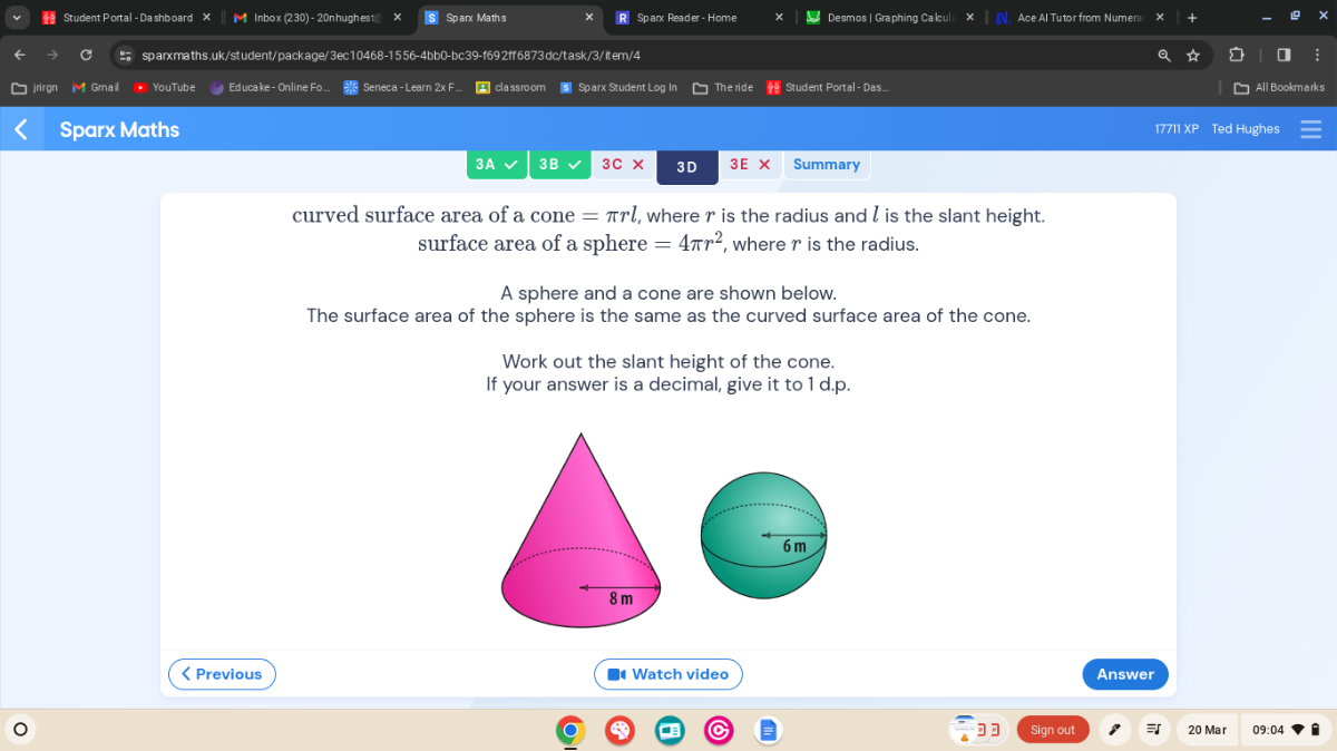 Sparx Maths 17711 XP Ted Hughes 3 A 3 B 3 C 3 D 3 E× Summary curved ...