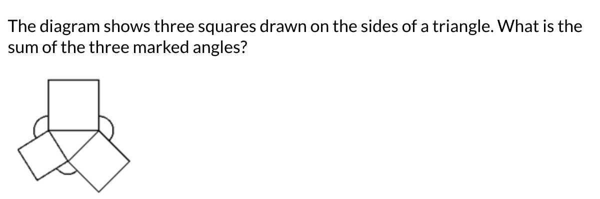 The diagram shows three squares drawn on the sides of a triangle. What ...