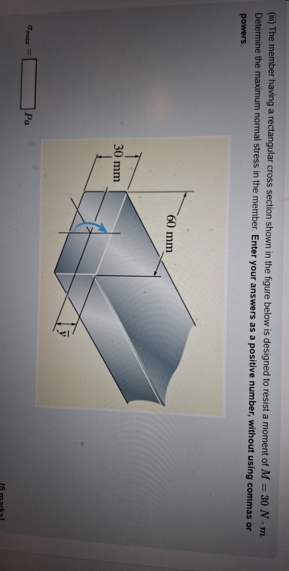 (iii) The member having a rectangular cross section shown in the figure ...