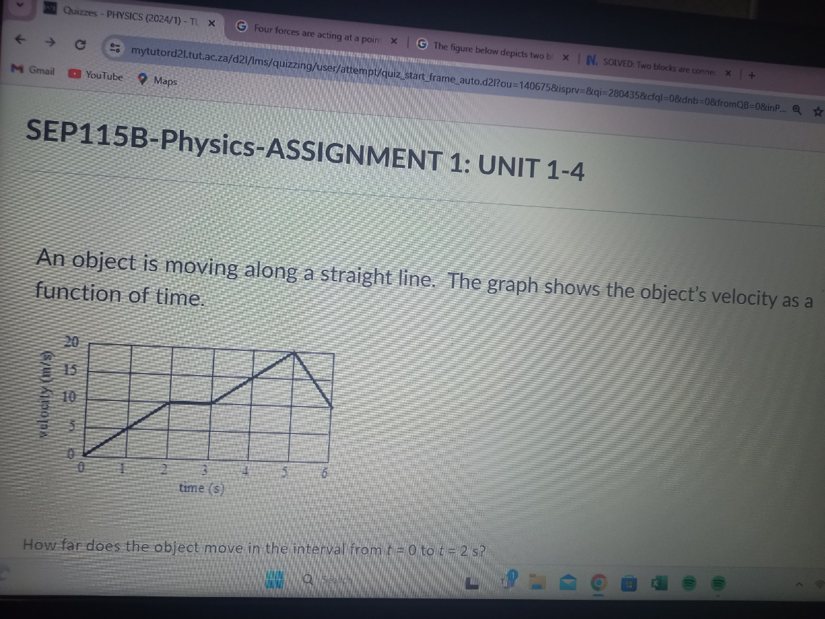 sep115b physics assignment 1 unit 1 4 an object is moving along a straight line the graph shows ...