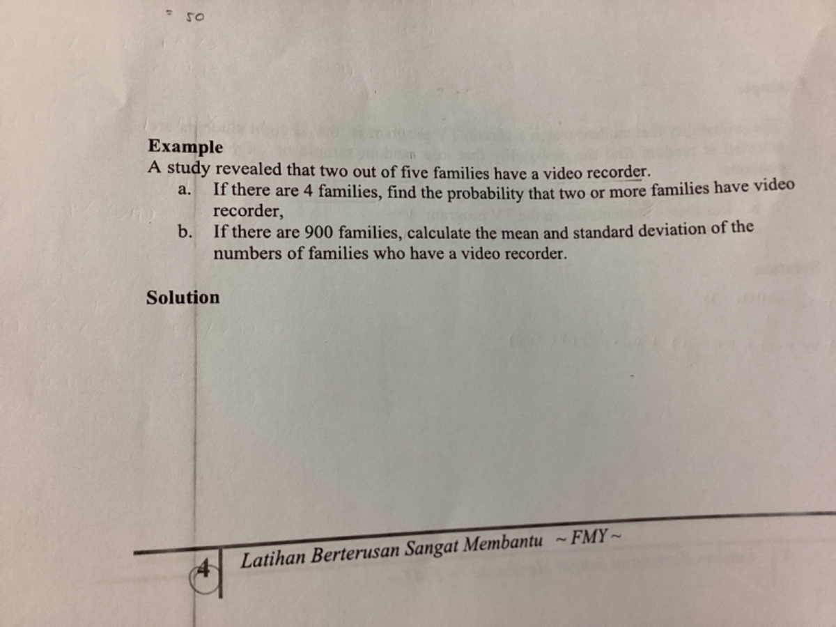 Example A study revealed that two out of five families have...