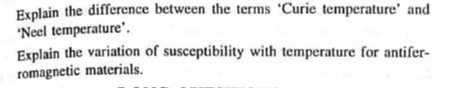 Explain the difference between the terms 'Curie temperature' and 'Neel ...
