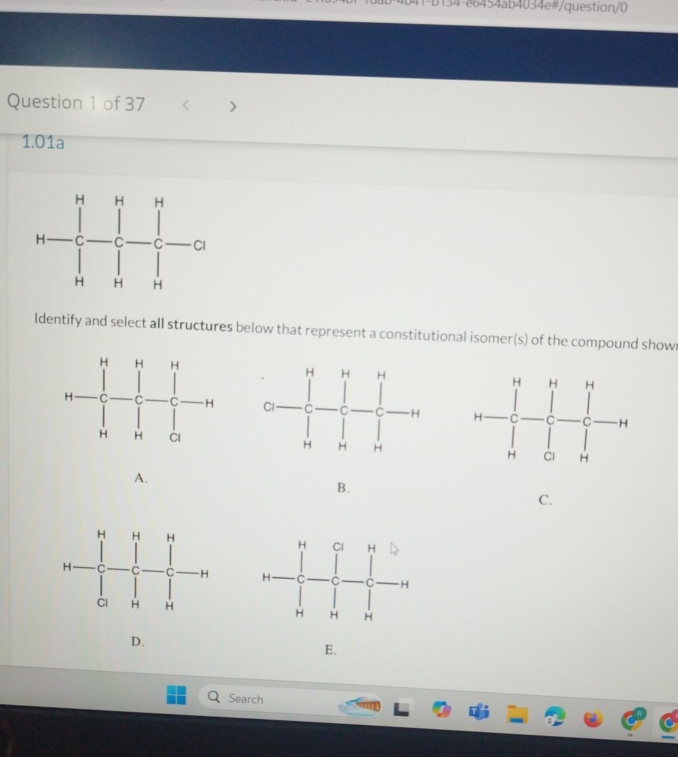 Question 1 of 37 1.01a Identify and select all structures below that ...