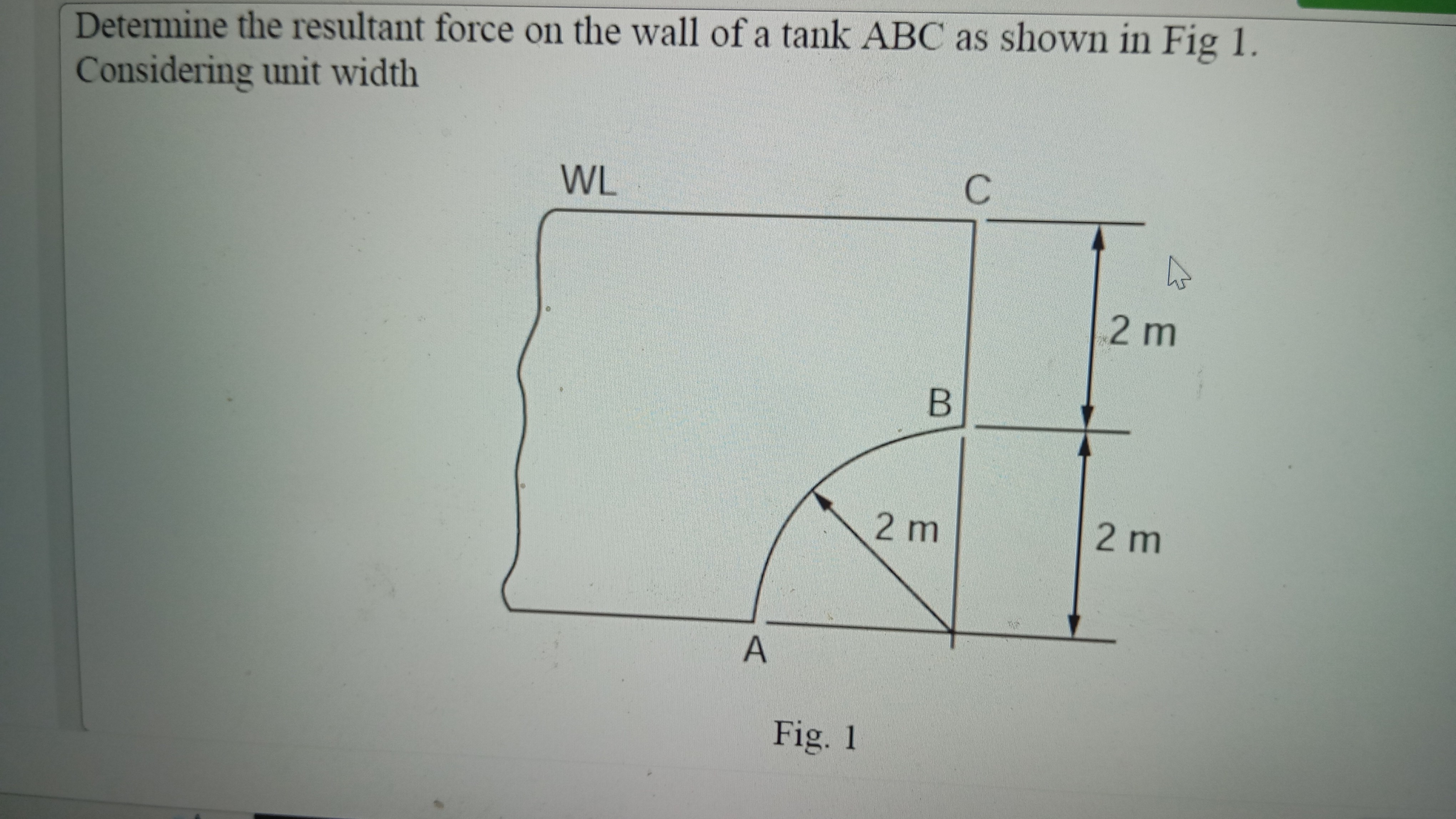 Determine the resultant force on the wall of a tank ABC as shown in Fig ...
