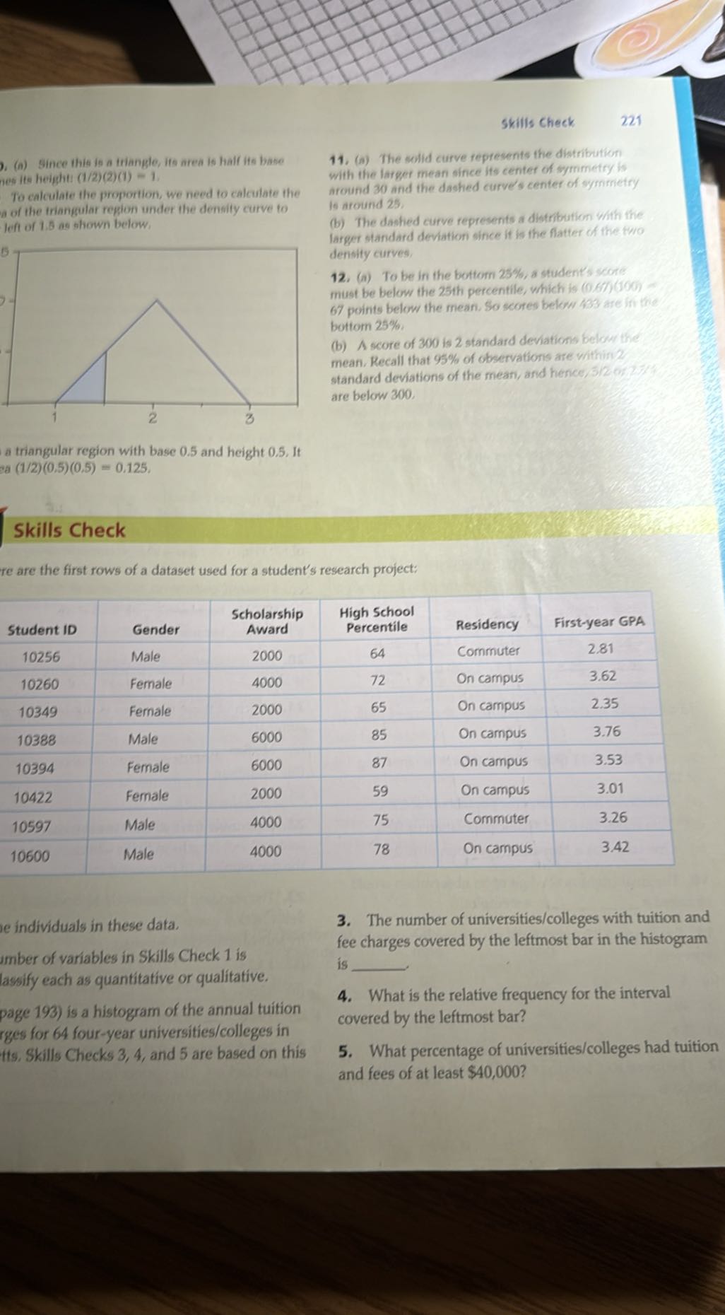 Skilis Check 221 9. (a) Since this is a triangle, its area is half its base nes its height! (1/2 ...